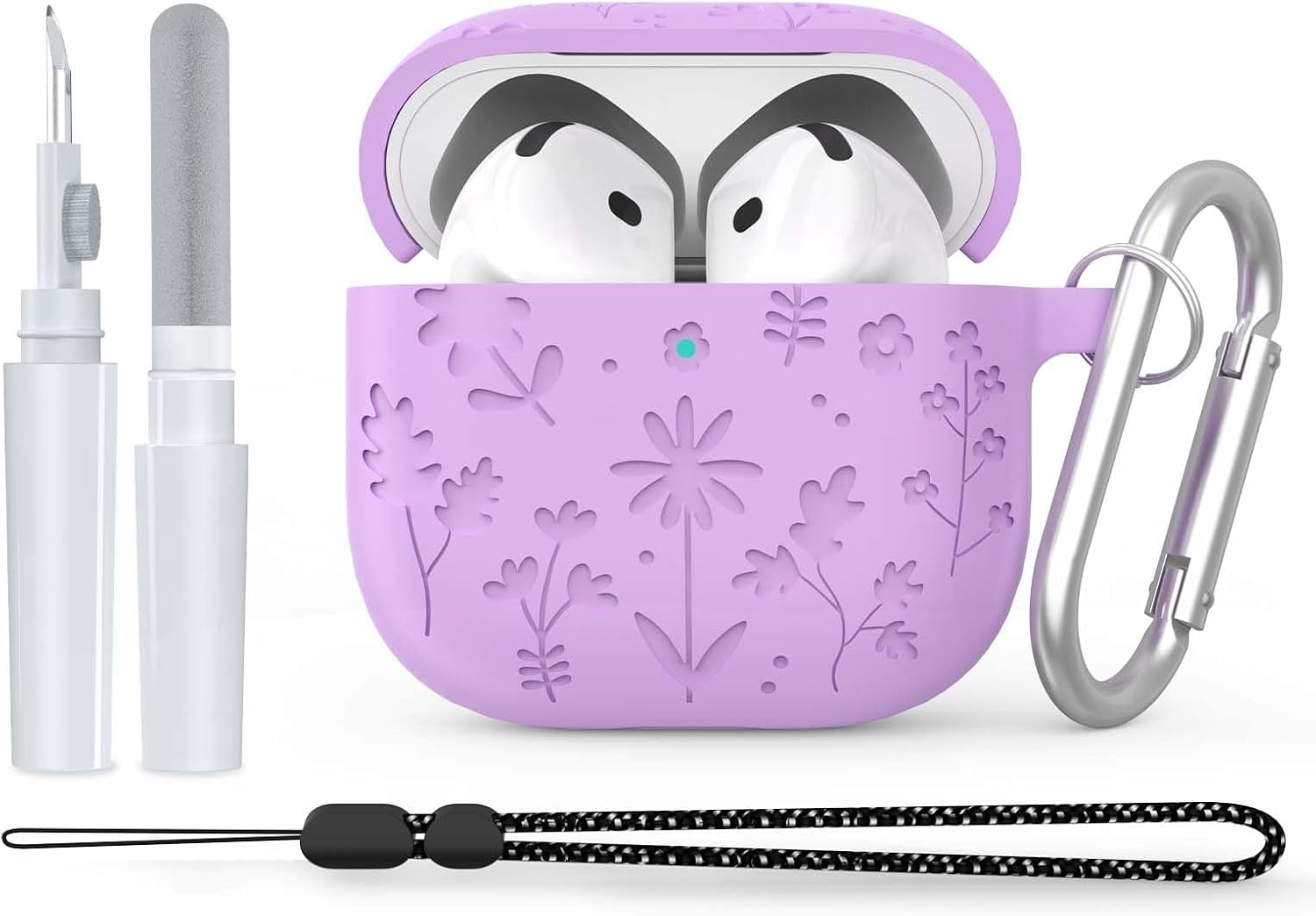 Amazon.com: for Airpods 4 Case Cover, Flower Engraved Design AirPod 4 ...