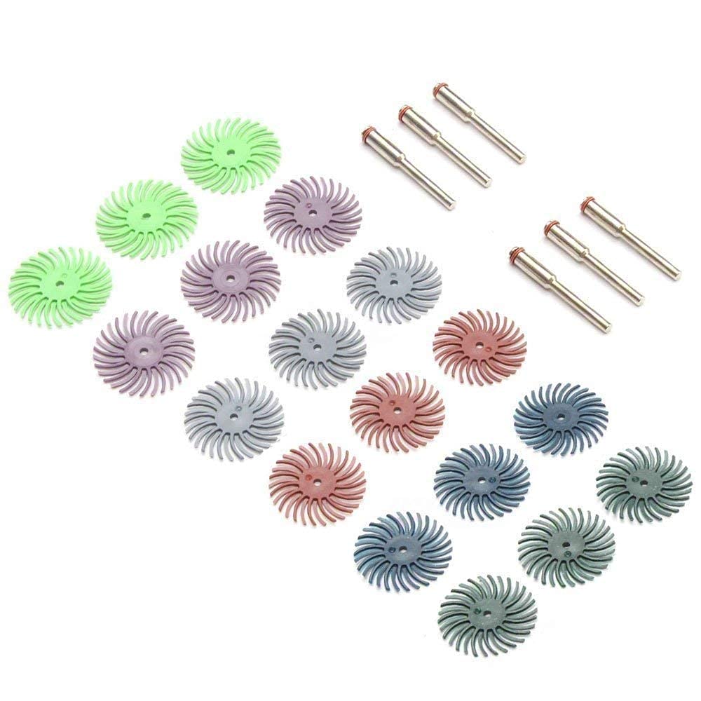 Gasea 18pcs 1-Inch/ 25mm Radial Bristle Disc Set with 6pcs 3mm Mandrels ...