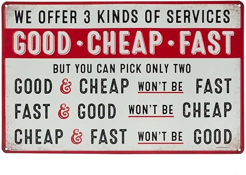 Amazon.com: Good Cheap Fast Services Embossed Metal Sign - Funny ...