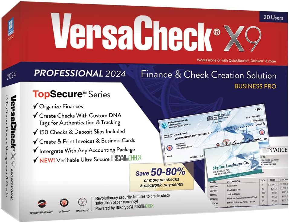 Amazon.com: VersaCheck X9 Professional 2024 – 20 User Finance and Check ...