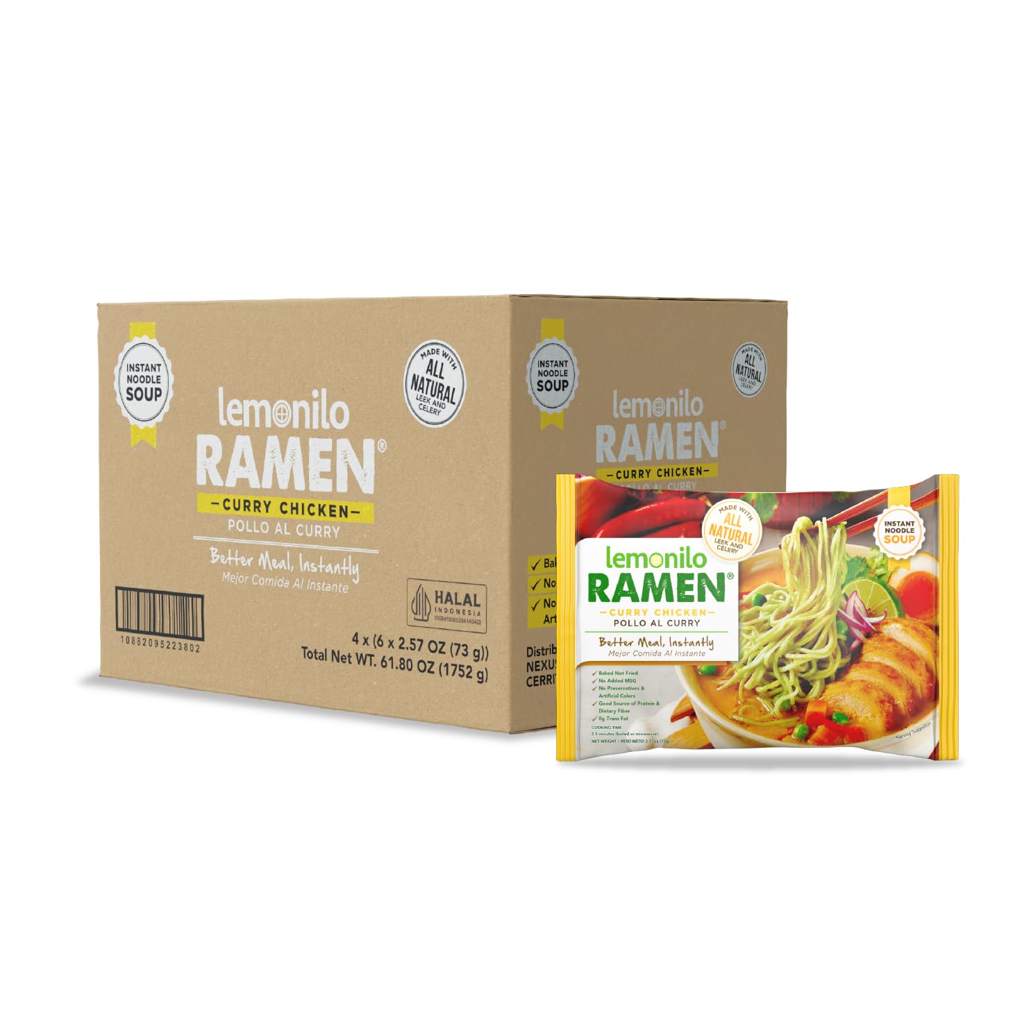 Amazon.com: Lemonilo Ramen - Chick'n Curry Soup - Healthy Instant Ramen ...