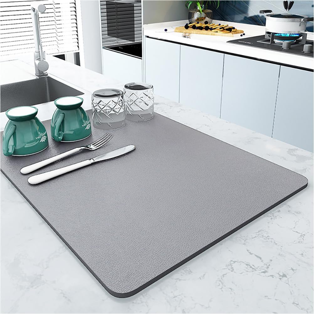Amazon.com: Coffee Dish Drying Mat for Kitchen Counter,Light Gray ...