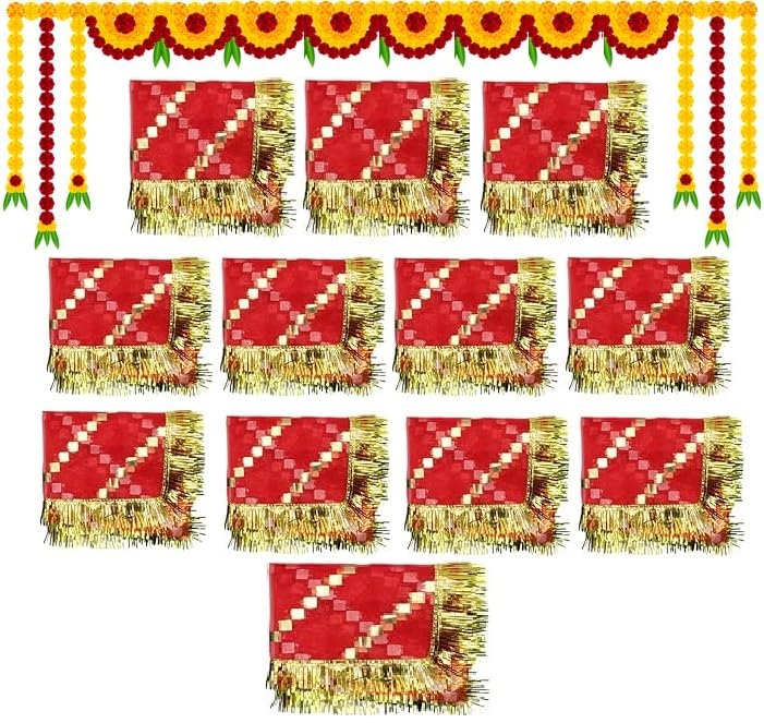 Prime Set Of 12 Pcs Red Decorative Small Mata Rani Chunari with Border ...