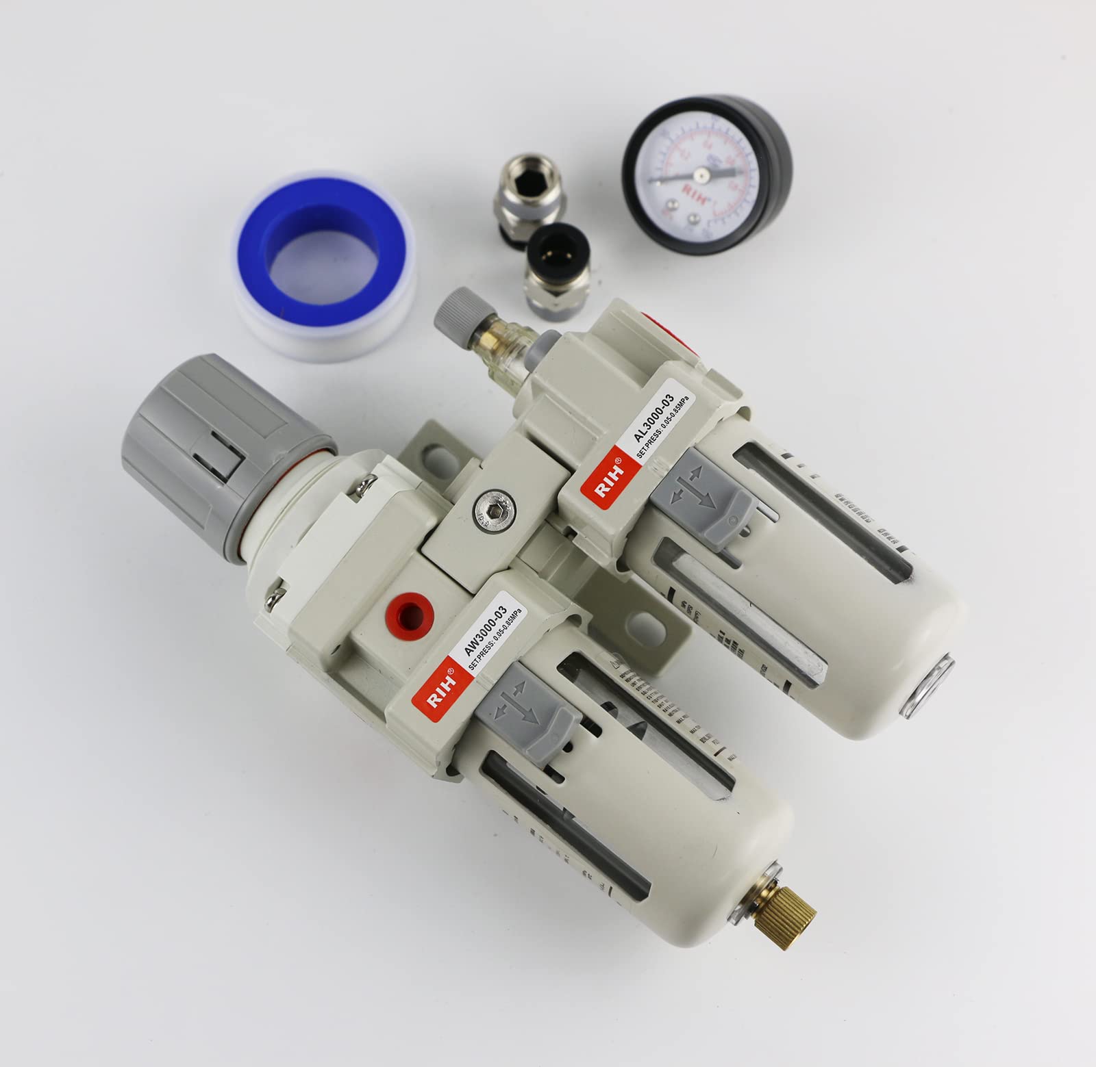 RIH Pneumatics 3/8" NPT Compressed Air Filter Regulator Lubricator ...
