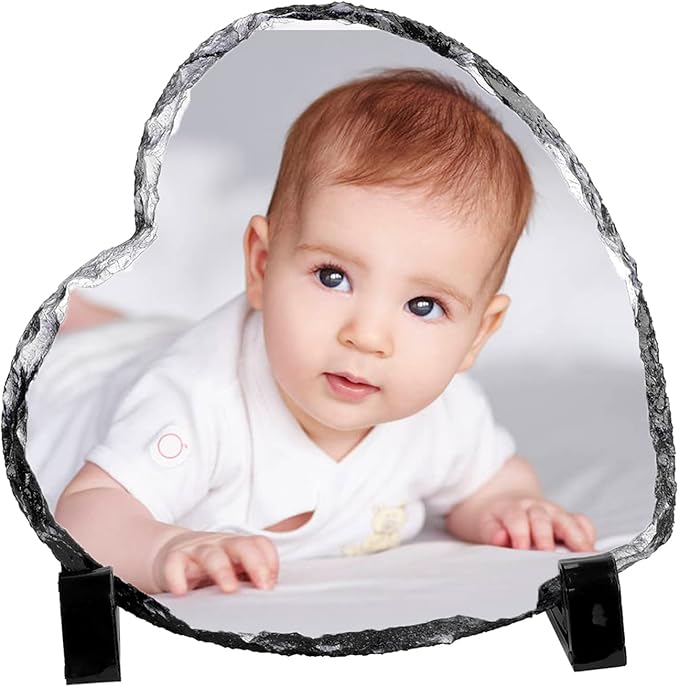 Personalised Rock Slate Photo Heart-Shaped Wedding Customised Tabletop ...