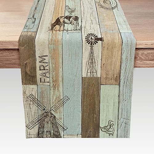 Amazon.com: Rustic Farmhouse Table Runner, Farm Teal Daisy Floral ...