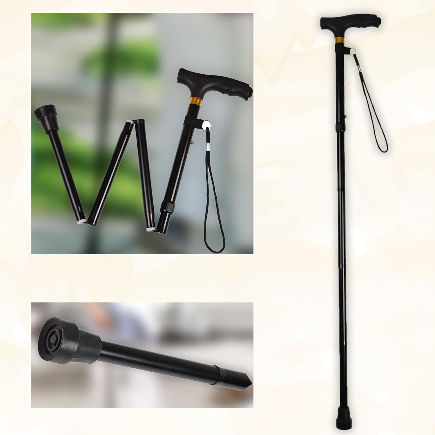 BARGAIN FACTORY Black Walking Stick For Men And Women Lightweight ...