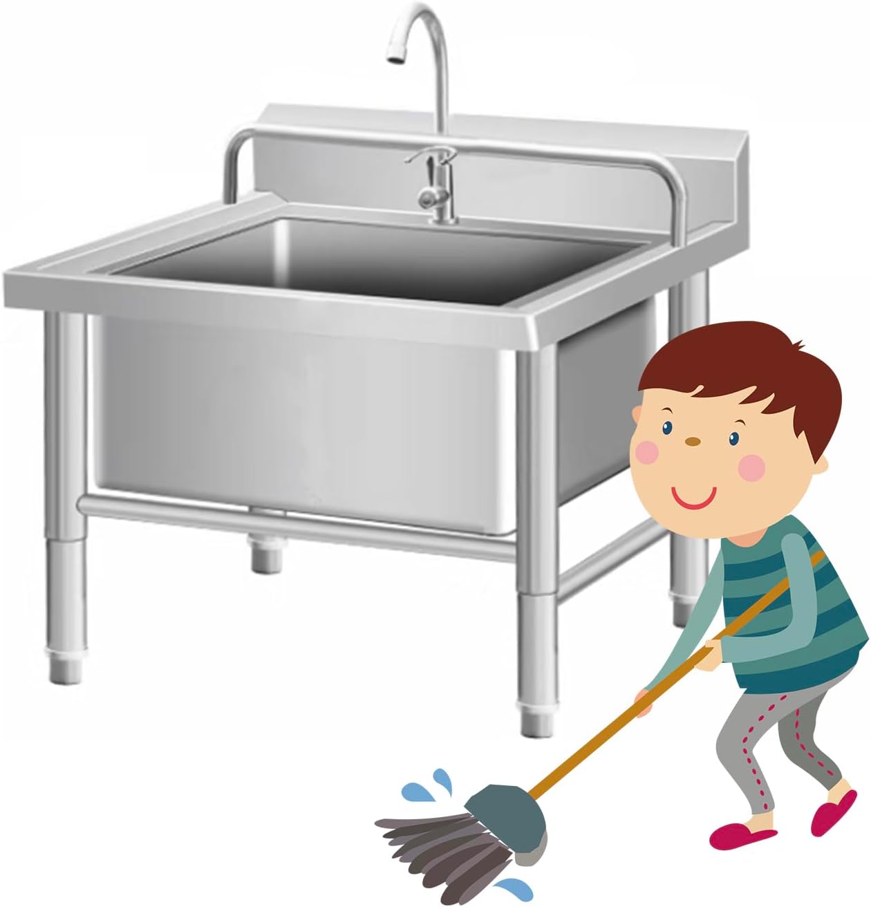 Freestanding Stainless Steel Mop Service Basin,Utility Floor Mop Sink ...