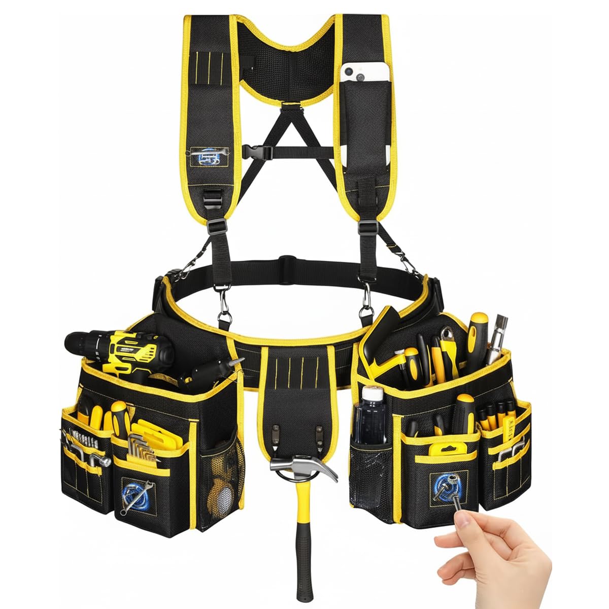 Tool Belts for Men, Tool Belt Suspenders, Heavy Duty Tool Belts with 28 ...