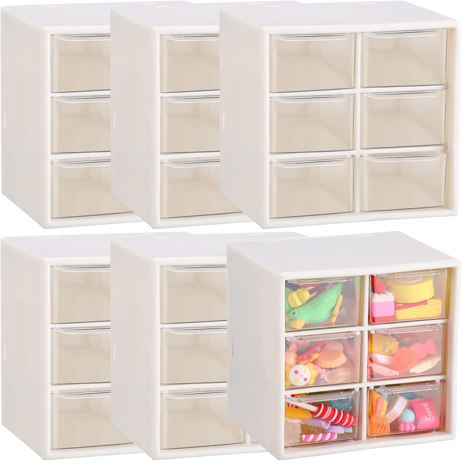 Amazon.com: 6 Pcs Small Desktop Organizer, Mini 6 Clear Drawers Plastic ...