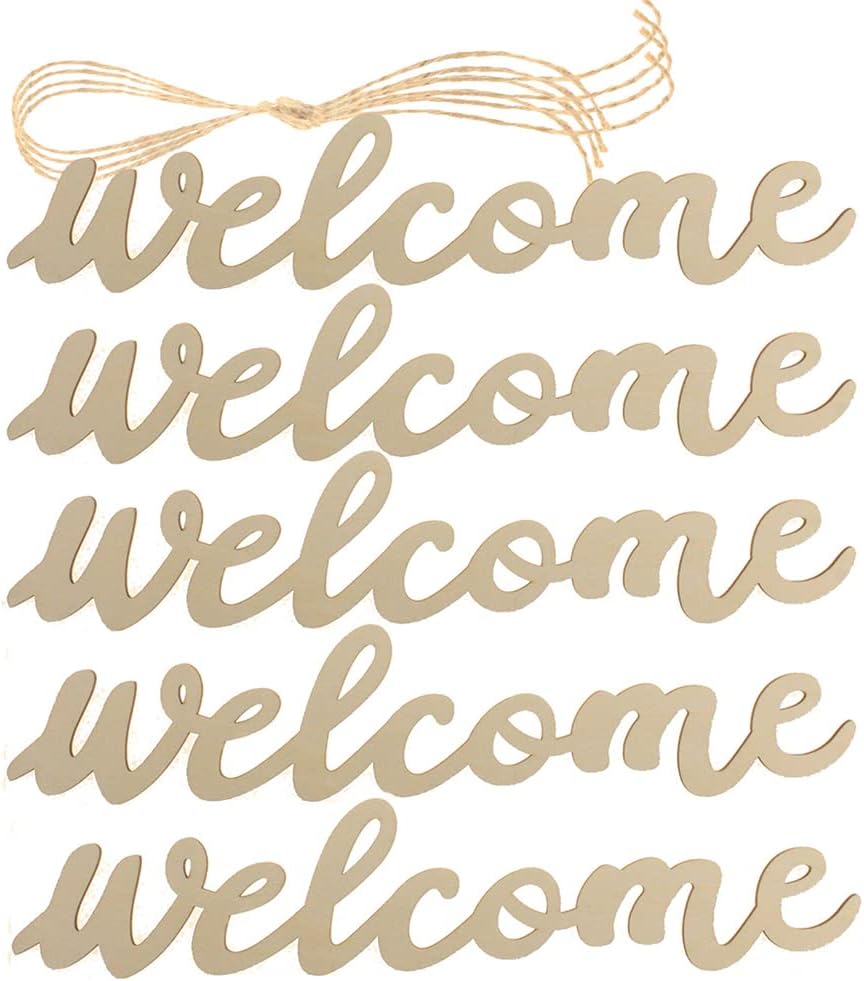 Amazon.com: Bonlting 5 Pack Welcome Letter Sign Rustic Wooden Welcome ...