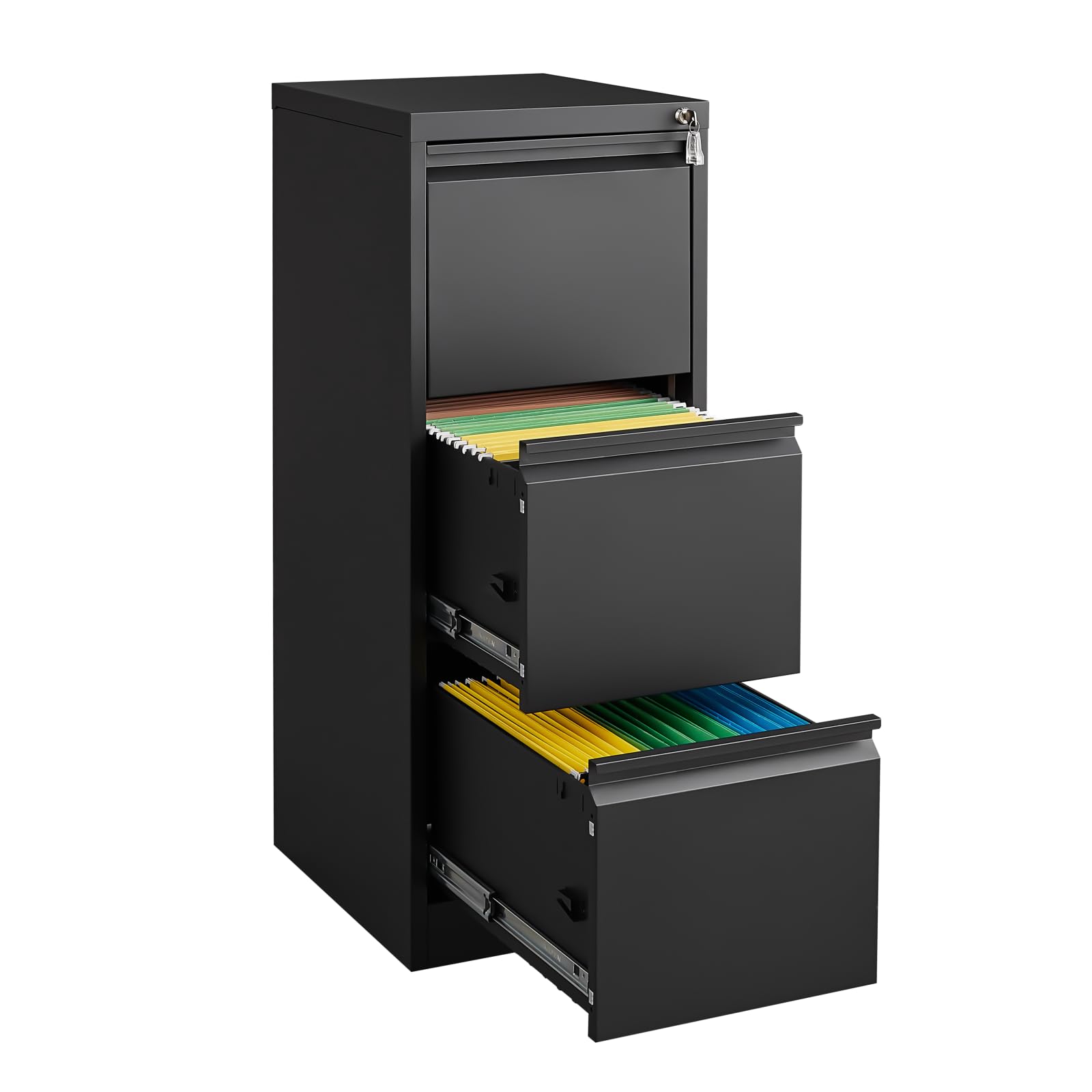 Amazon.com: DKYNDSYN 3 Drawer Metal File Cabinet with Lock for Home ...