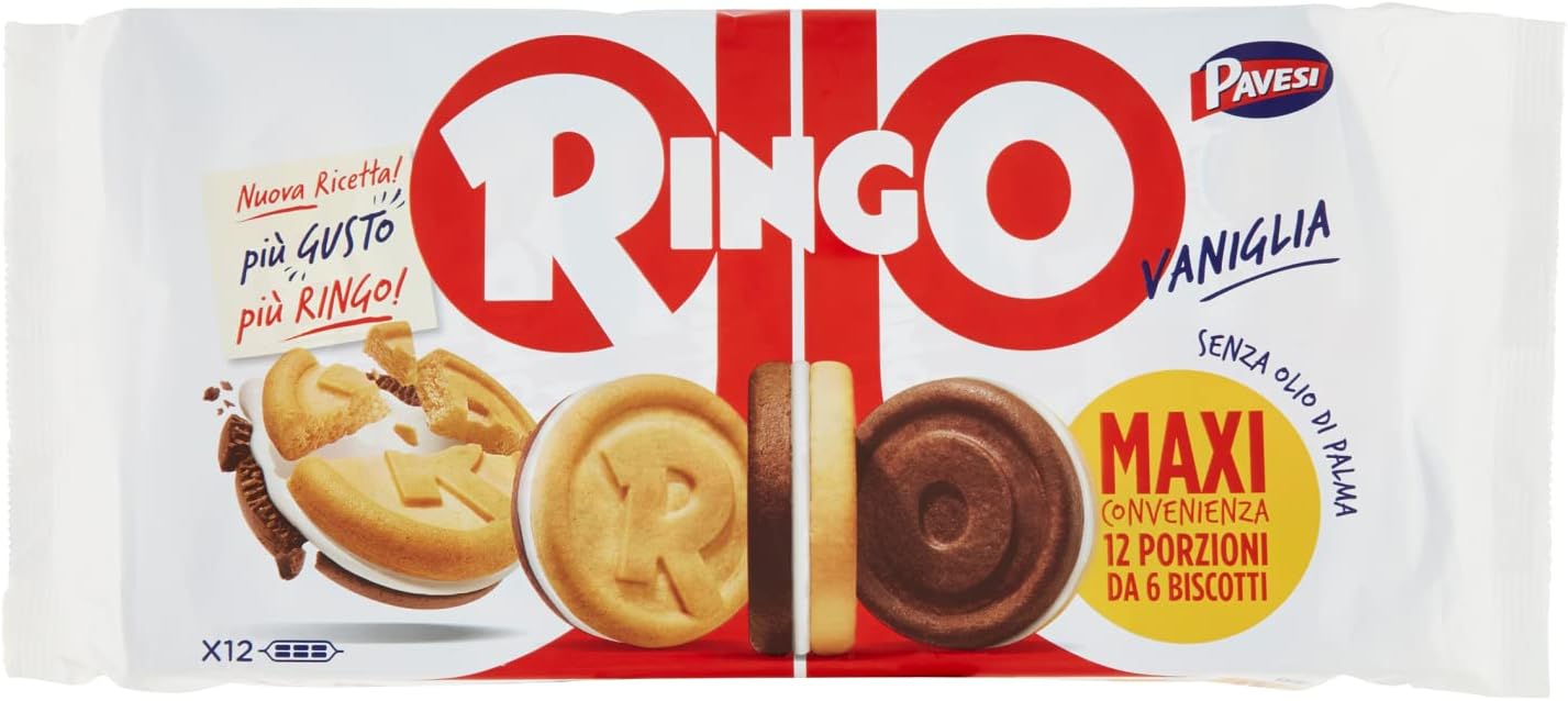 Pavesi Snack Ringo Vaniglia, Biscotti Farciti con Crema al Gusto ...