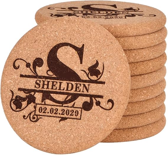 Amazon.com: Personalized Cork Coasters for Drinks, Custom Engraved ...