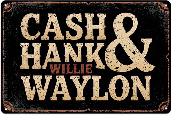 Amazon.com: Country Music Legends Cash Hank & Willie Waylon Tin Sign ...