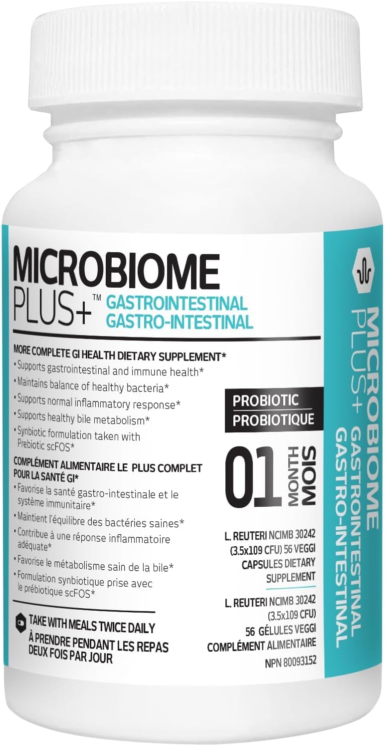 Amazon.com: Microbiome Plus Gastrointestinal Probiotics L Reuteri NCIMB ...