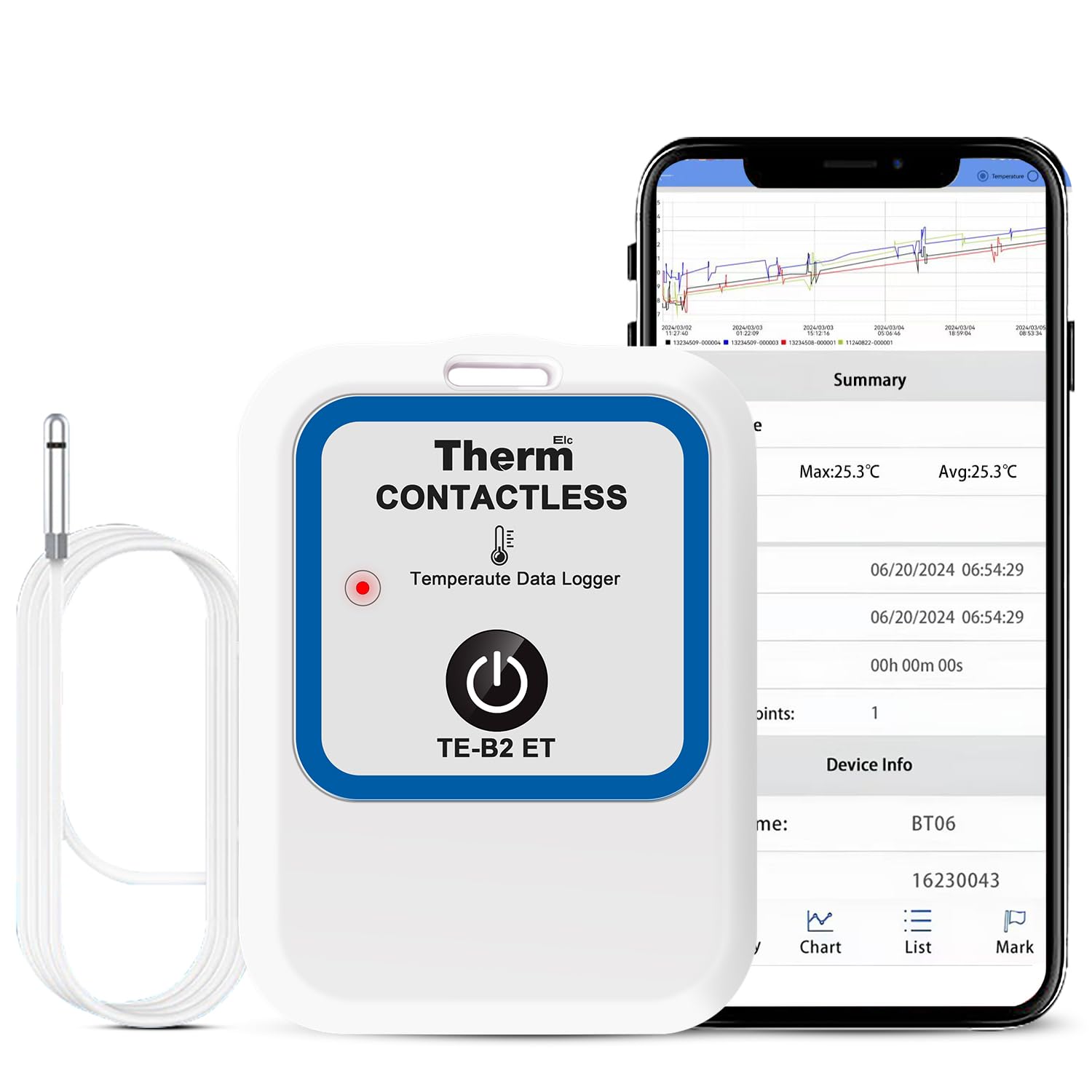 ThermElc TE-B2 ET Temperature Data Logger, Temperature Logger with ...