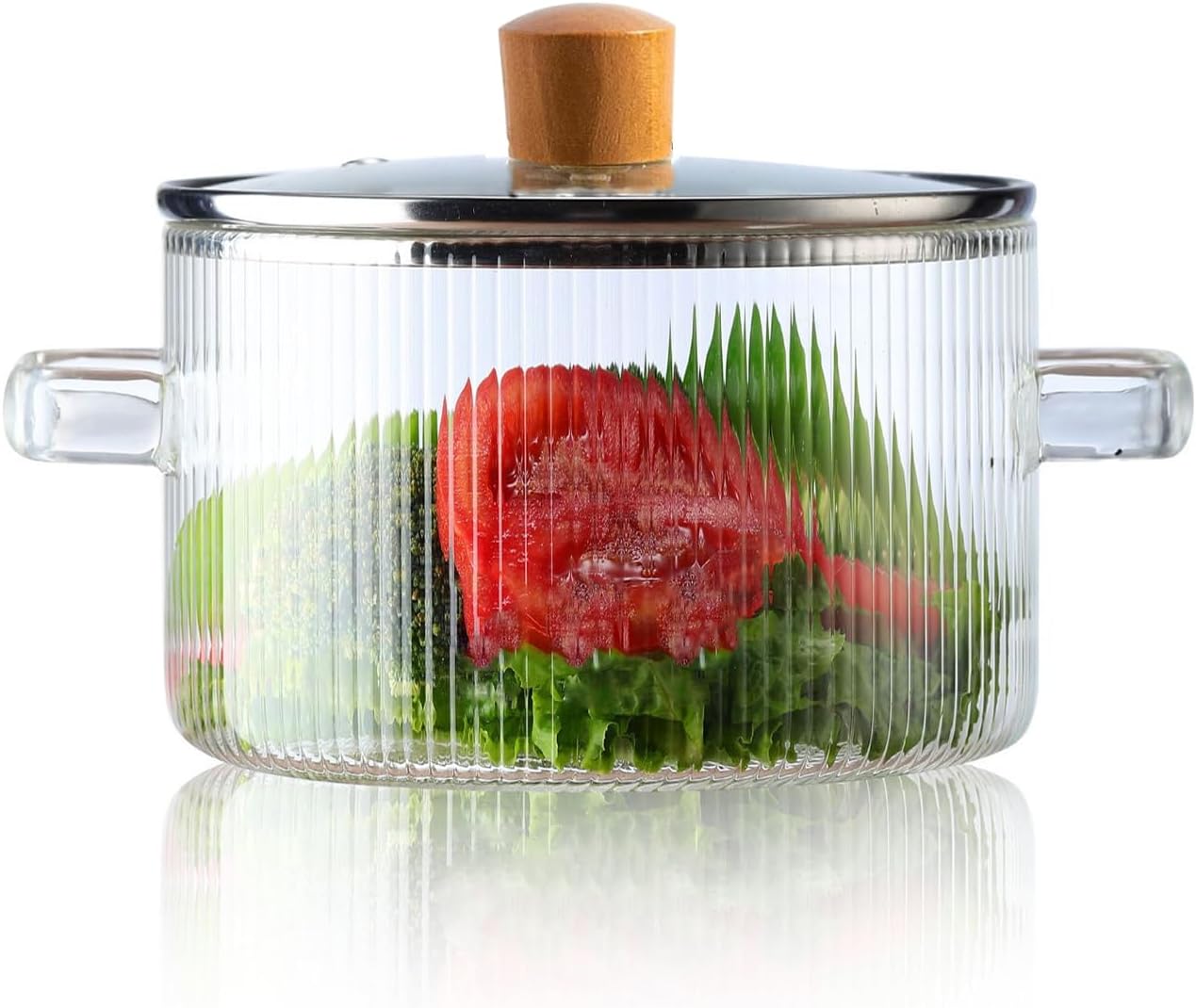 Amazon.com: Glass Cooking Pot with Lid - 1.8L/60oz Heat Resistant ...