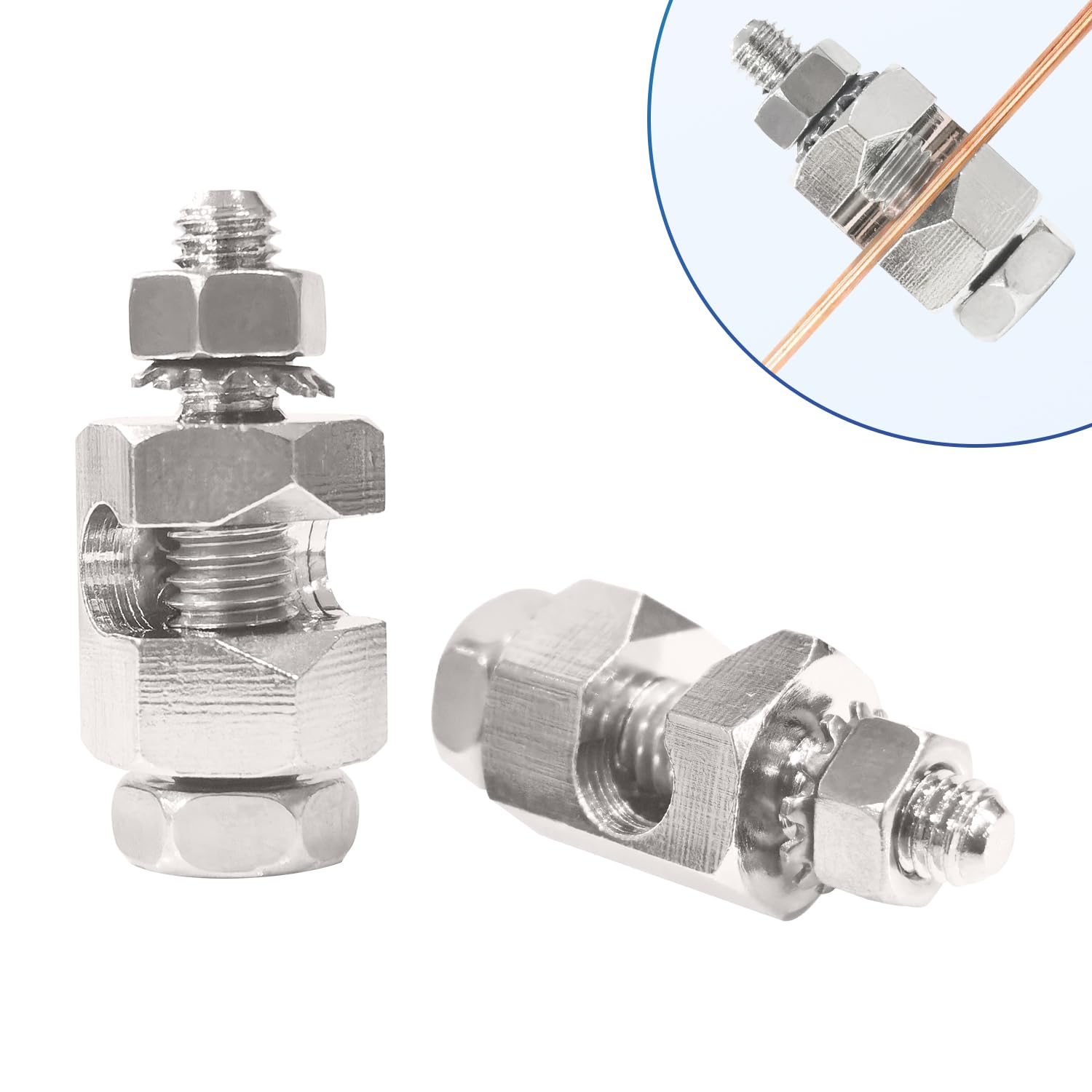 Snapklik.com : 2Pcs Copper Grounding Clamps Solar Panel Earthing Ground ...