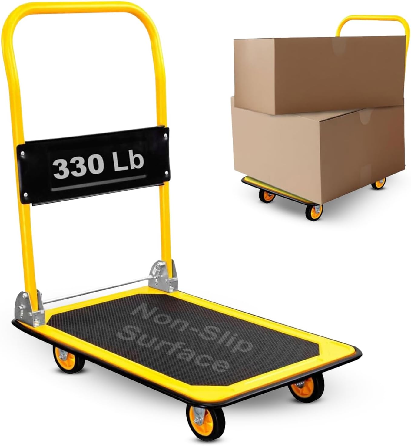 Amazon.com: Upgraded Foldable Push Cart Dolly | 330 lbs. Capacity ...