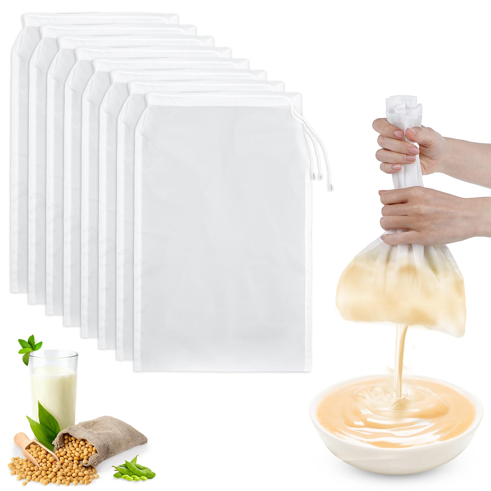 Amazon.com: JJUNW 8 Pcs Cheese Cloth Bag for Straining, Nut Milk Bag ...