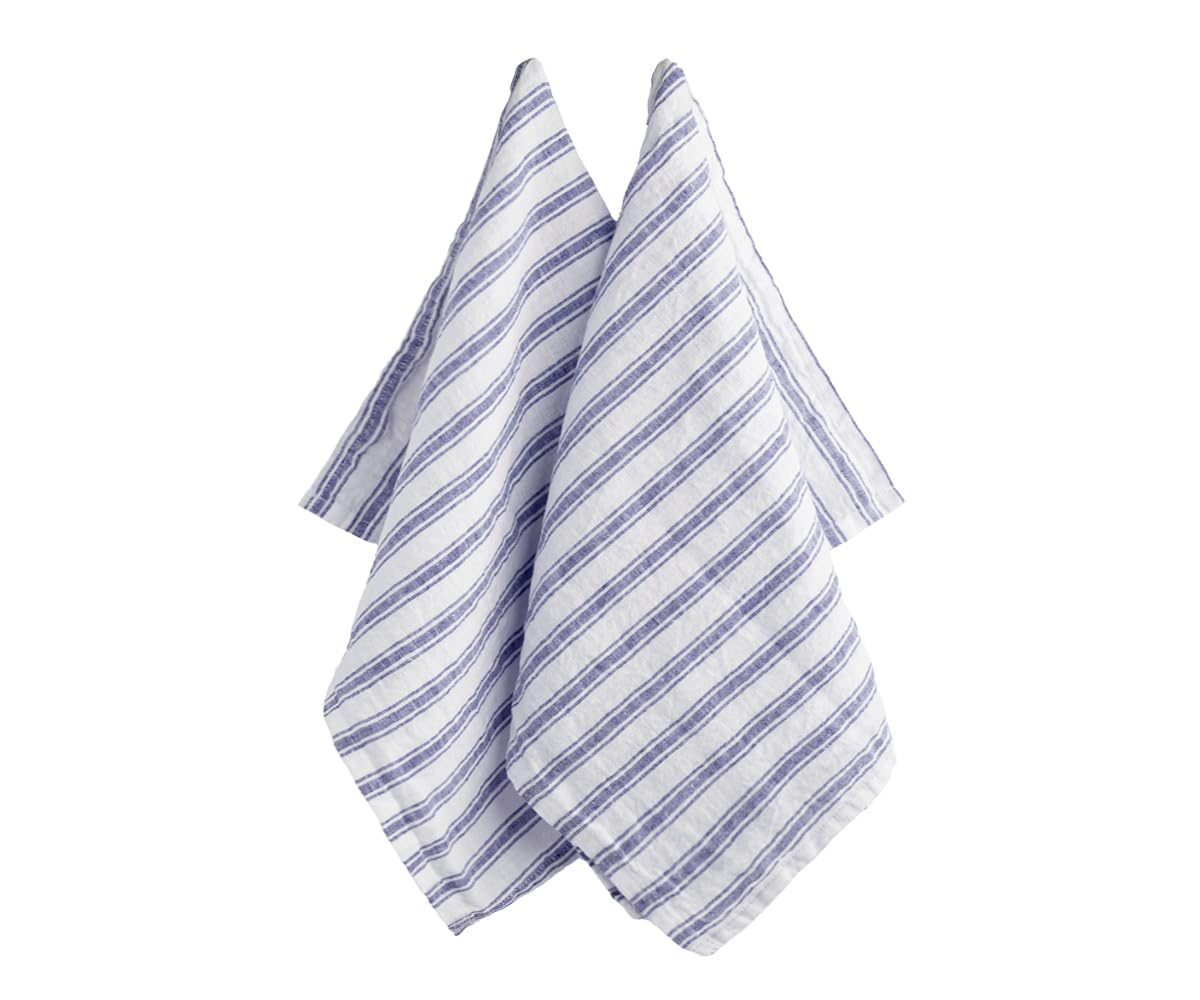 Amazon.com: Linen Striped Dish Towels - Blue Kitchen Towels - 100% Pure ...