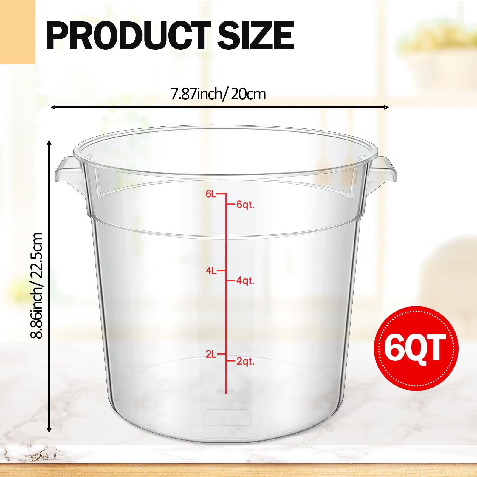 Snapklik.com : Jinei 4 Pack 6 Qt Round Food Storage Containers Clear ...