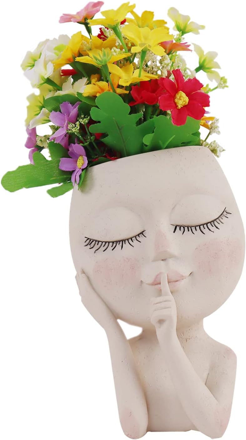 JMbeauuuty Face Flower Pots-Succulent Face Planters with Drainage Hole ...