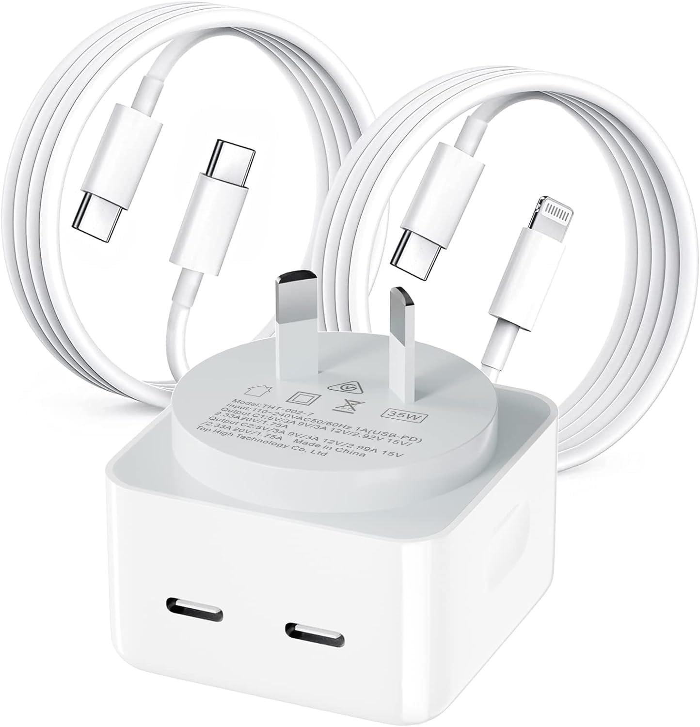 USB C Charger,35W iPhone Charger with USB C Cable and Lightning Cable ...