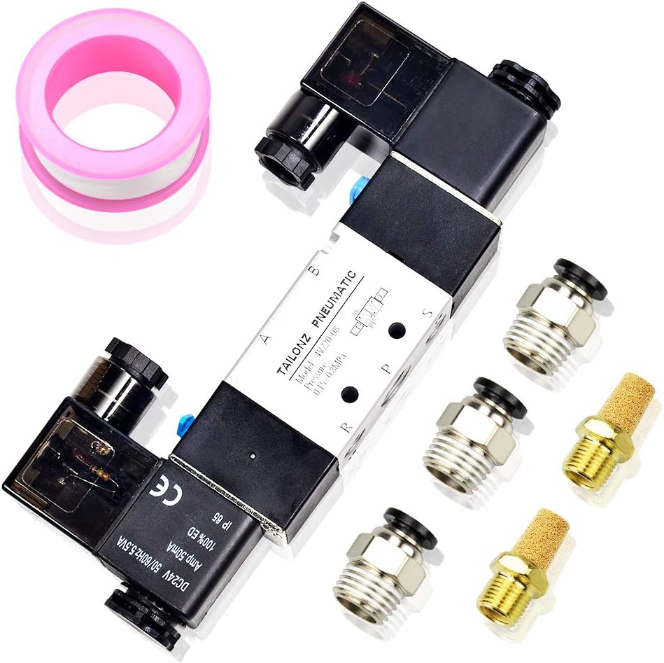 Amazon.com: Baomain Pneumatic Solenoid Air Valve 4V230C-08 DC 12V 5 Way 3 Position PT1/4 ...
