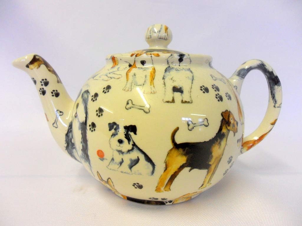 Heron Cross Pottery 2 cup teapot in dog and puppy design : Amazon.co.uk ...