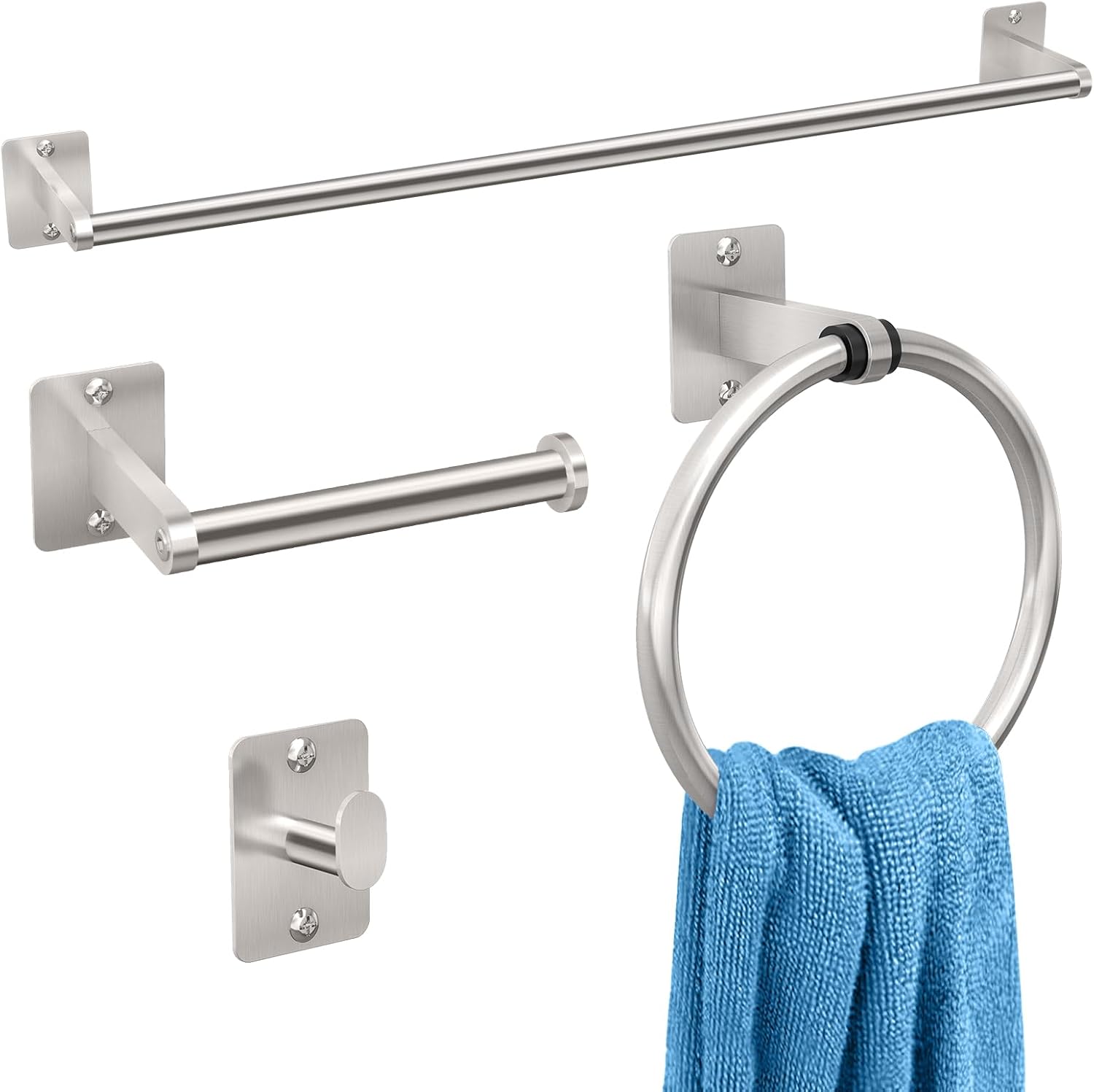 Amazon.com: Brushed Nickel Bathroom Accessories Set, KLJKPA 4 Pieces ...