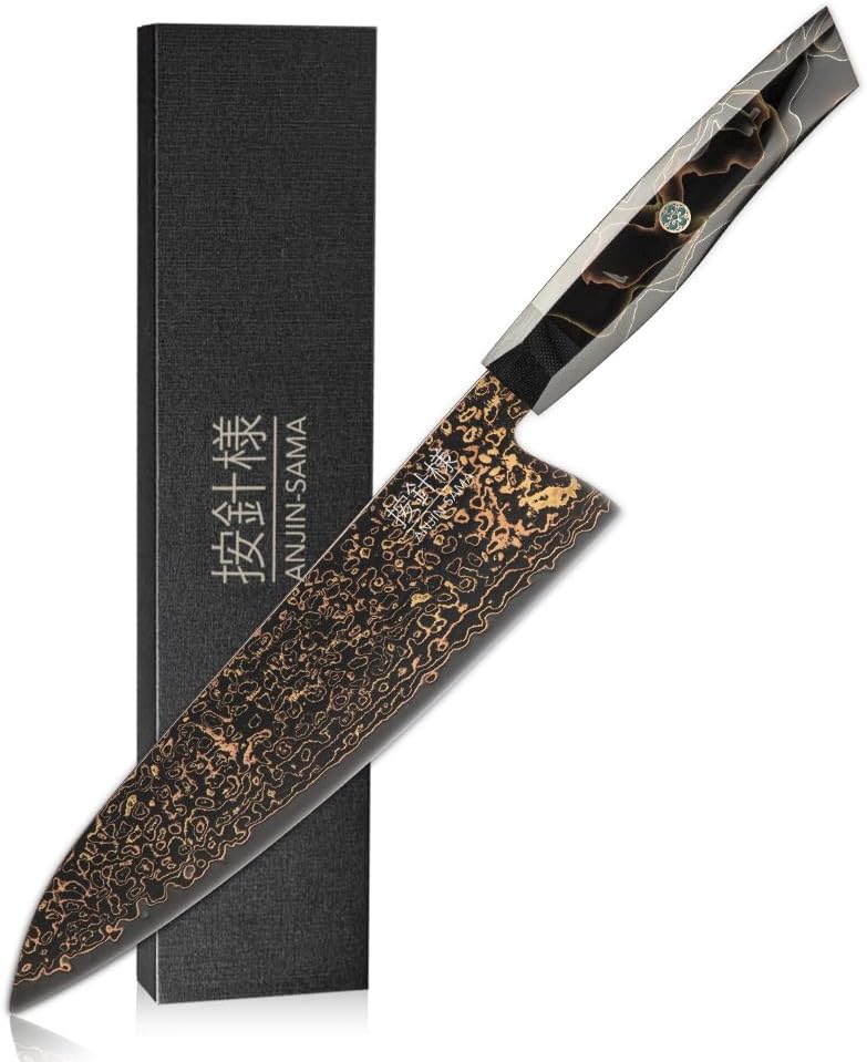 Amazon.com: ANJIN-SAMA 8" Gyuto – Handmade Japanese CuMai Copper Damascus Chef Knife – Ultra ...