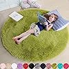 Amazon.com: Grass Green Round Rugs 5Ft for Bedroom, Fluffy Shaggy ...