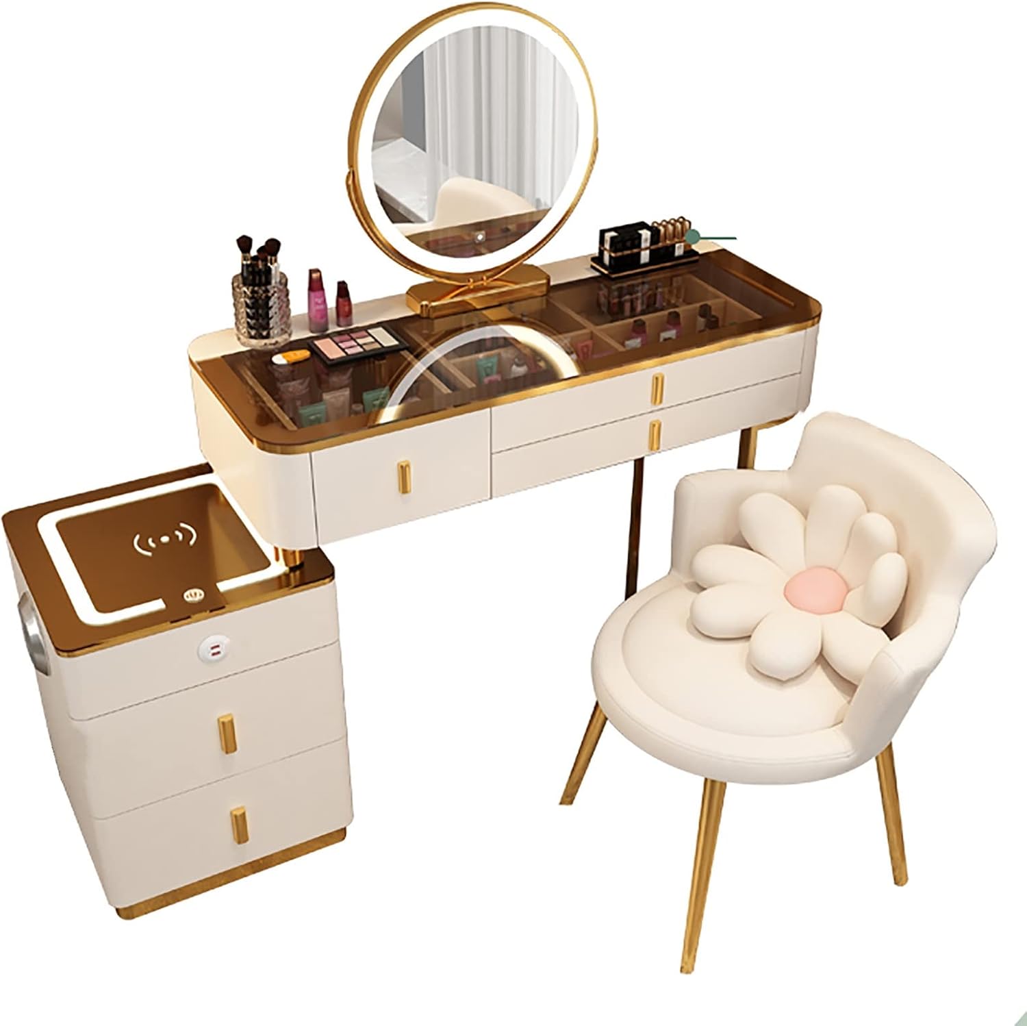 Dressing Table, Makeup Dressing Table with Wireless Charging Station ...