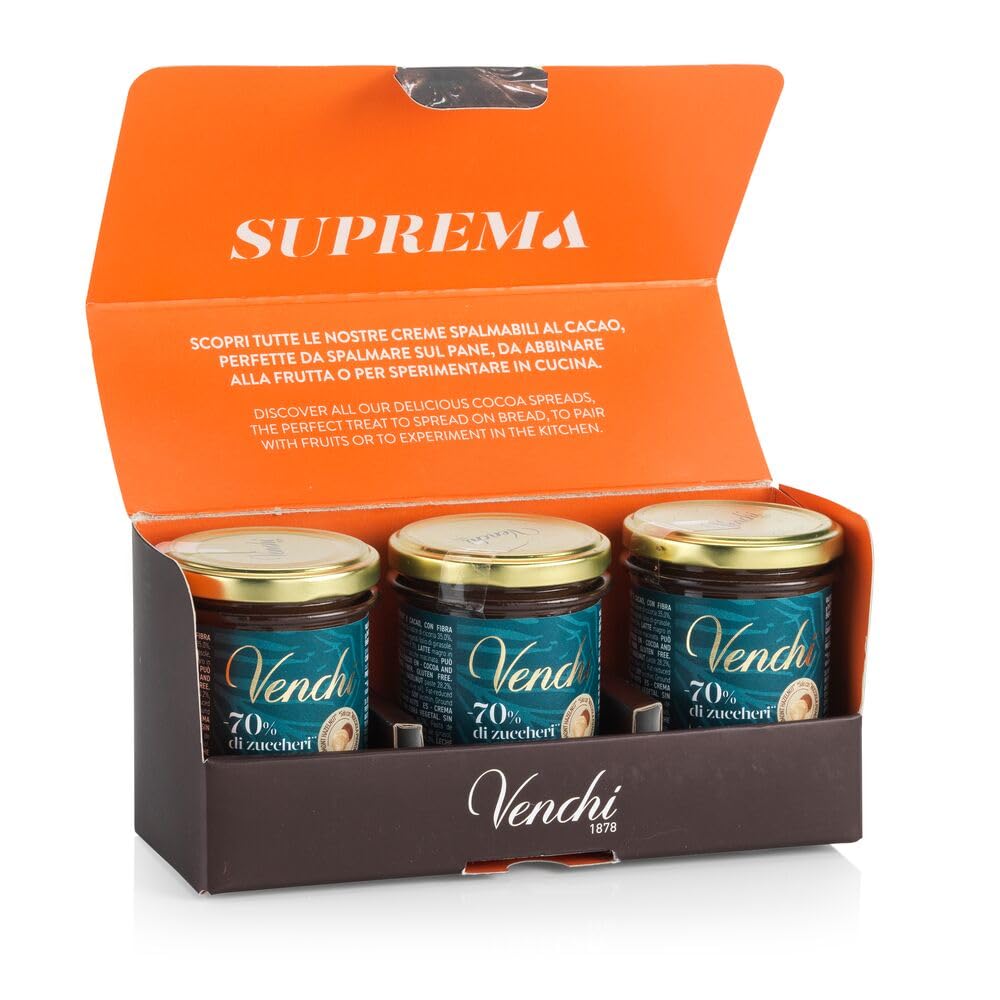 Venchi - Chocolate 70 Percent Less Sugar Spread Kit - Set of 3 Jars ...