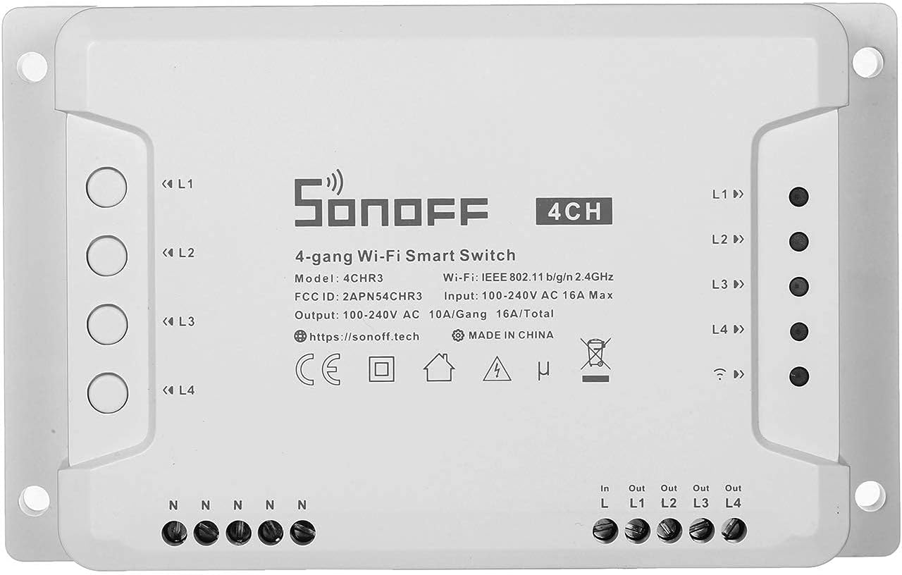 SONOFF 4CH PRO R3 WiFi Smart Switch 4 Gangs 4 Channels Electronic Light ...