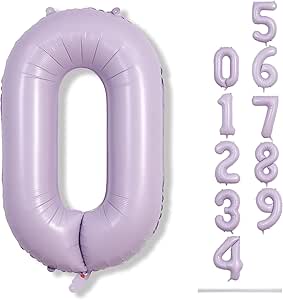 Amazon.com: Pastel Purple Number 0 Balloons 40 Inch, Large Lilac Number ...