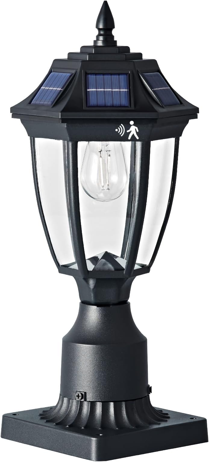 TPSHPTS Solar Outdoor Post Light, Dusk to Dawn Motion Solar Lamp Post ...