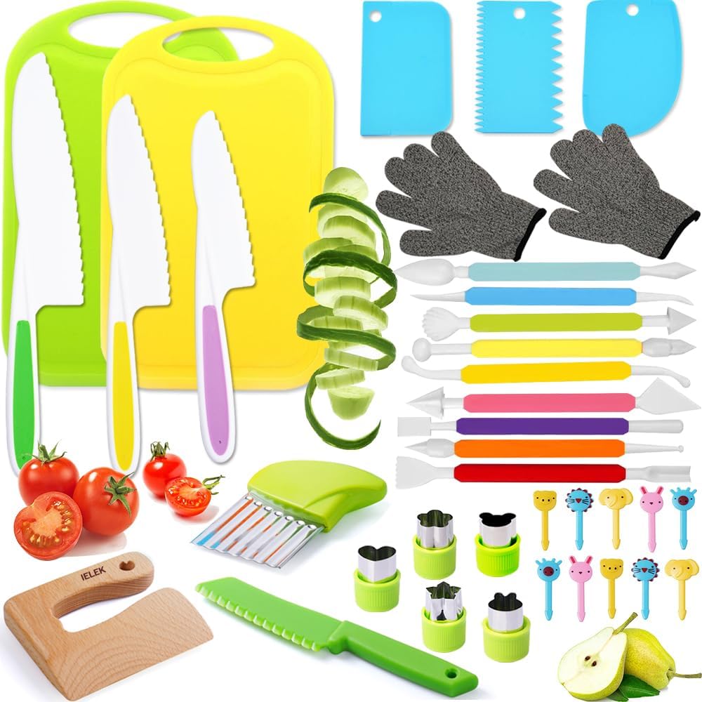 Amazon.com: Toddlers Knife Set Kids Kitchen Tools for Real Cooking Kids ...