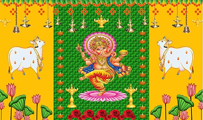 Buy Ashvath Weaved Coconut Leaf and Diyas with Cows and Ganesh ji ...