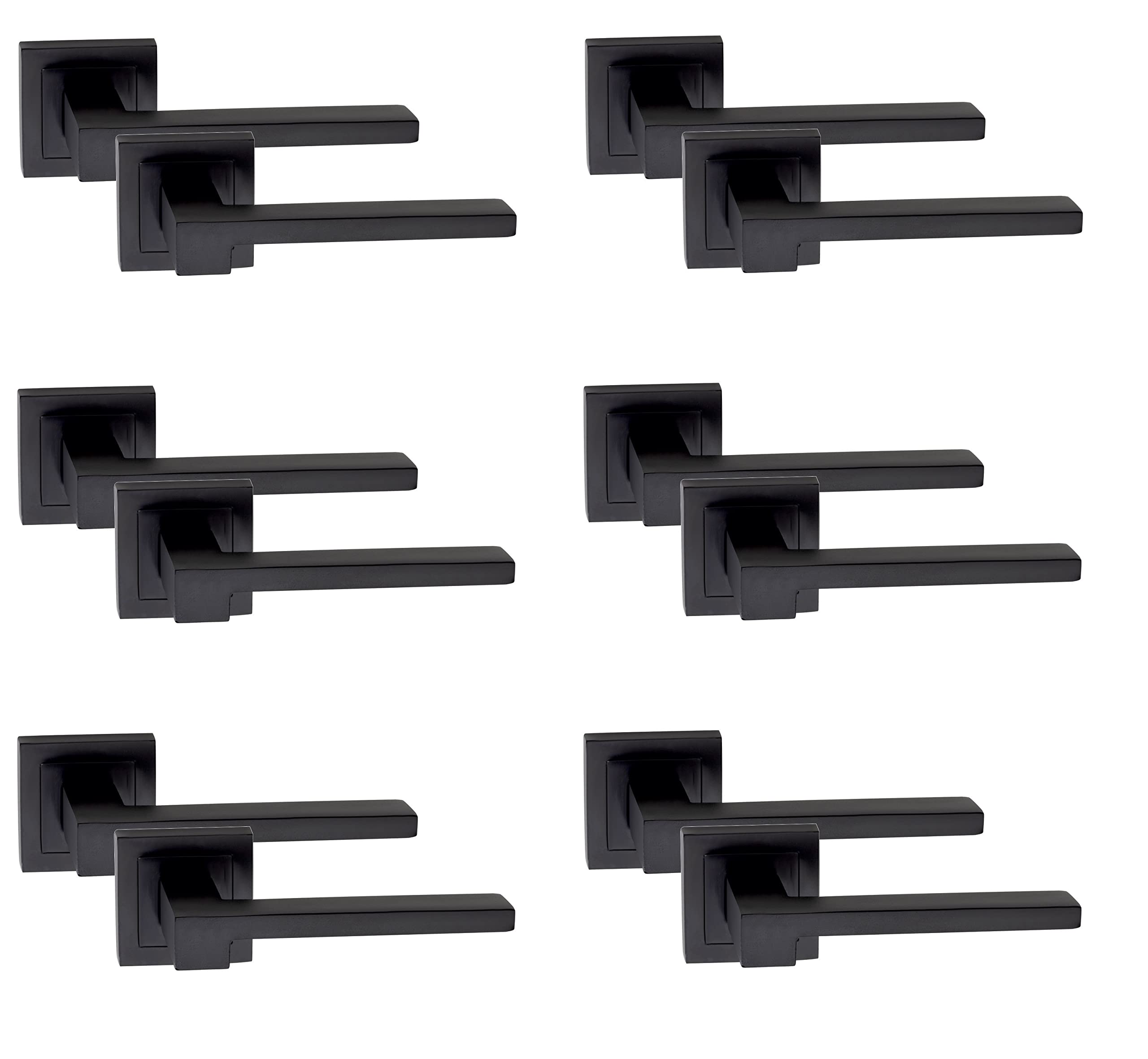 Golden Grace Matt Black Door Handle On Square Rose Zeta Design Lever ...