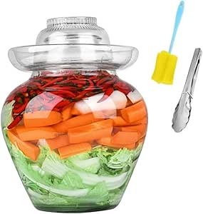 Amazon.co.jp: Japanese Kimchi Bottle Glass Kimchi Bottle with Lid Glass ...