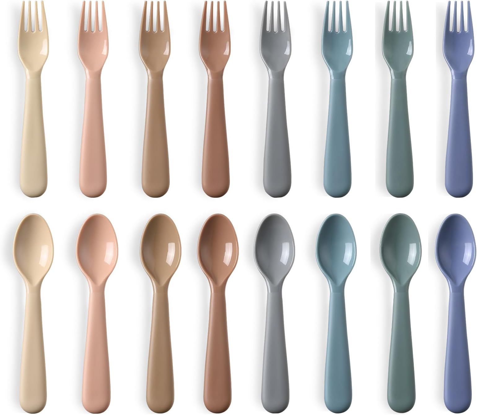Amazon.com: PLASKIDY Toddler Utensils Set of 18 Plastic Kids Utensils ...
