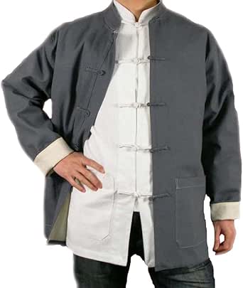 (Small) - Premium Linen Grey Kung Fu Martial Arts Tai Chi Jacket Coat ...