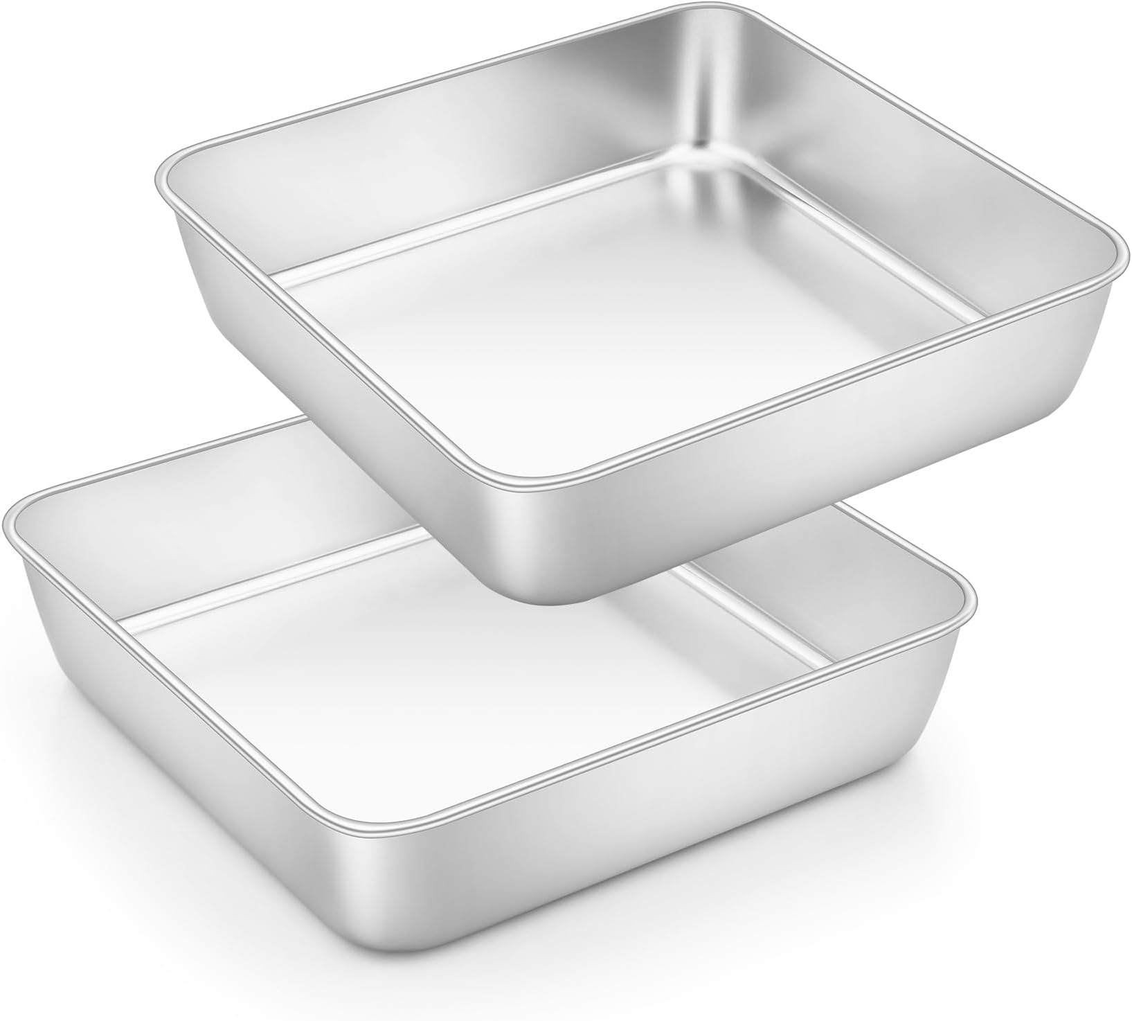 Joyfair 9 inch Cake Tin, Stainless Steel Square Baking Tin/Small ...