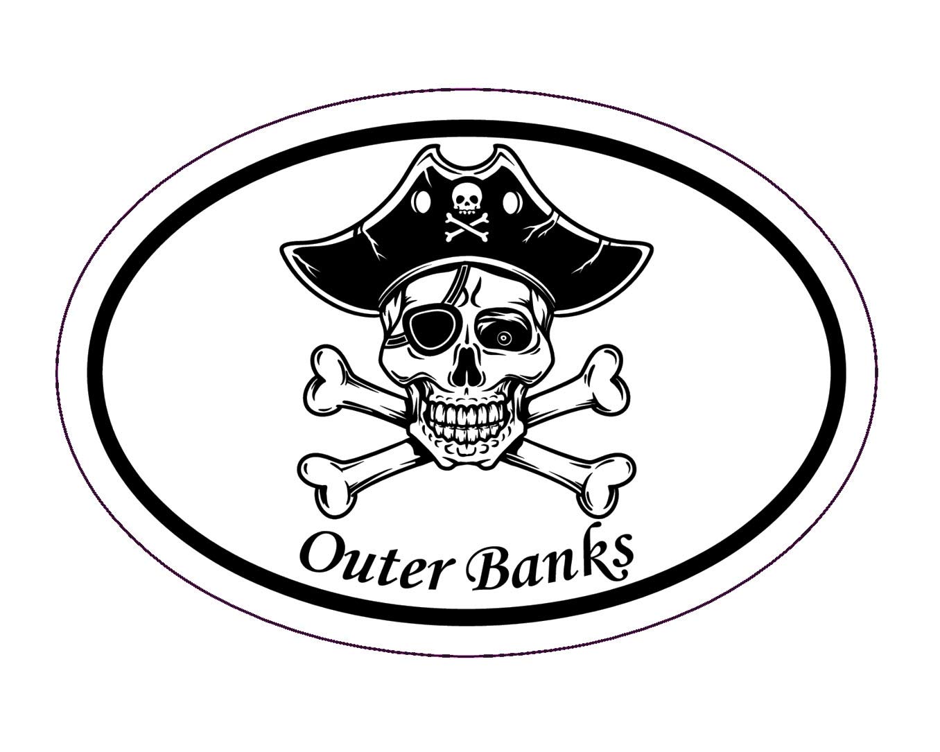 Amazon.com - Oval Pirate Skull Outer Banks Decal - OBX Bumper Sticker ...