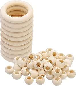 Amazon.com: PATIKIL Natural Wood Rings and Unfinished Wooden Beads Set ...