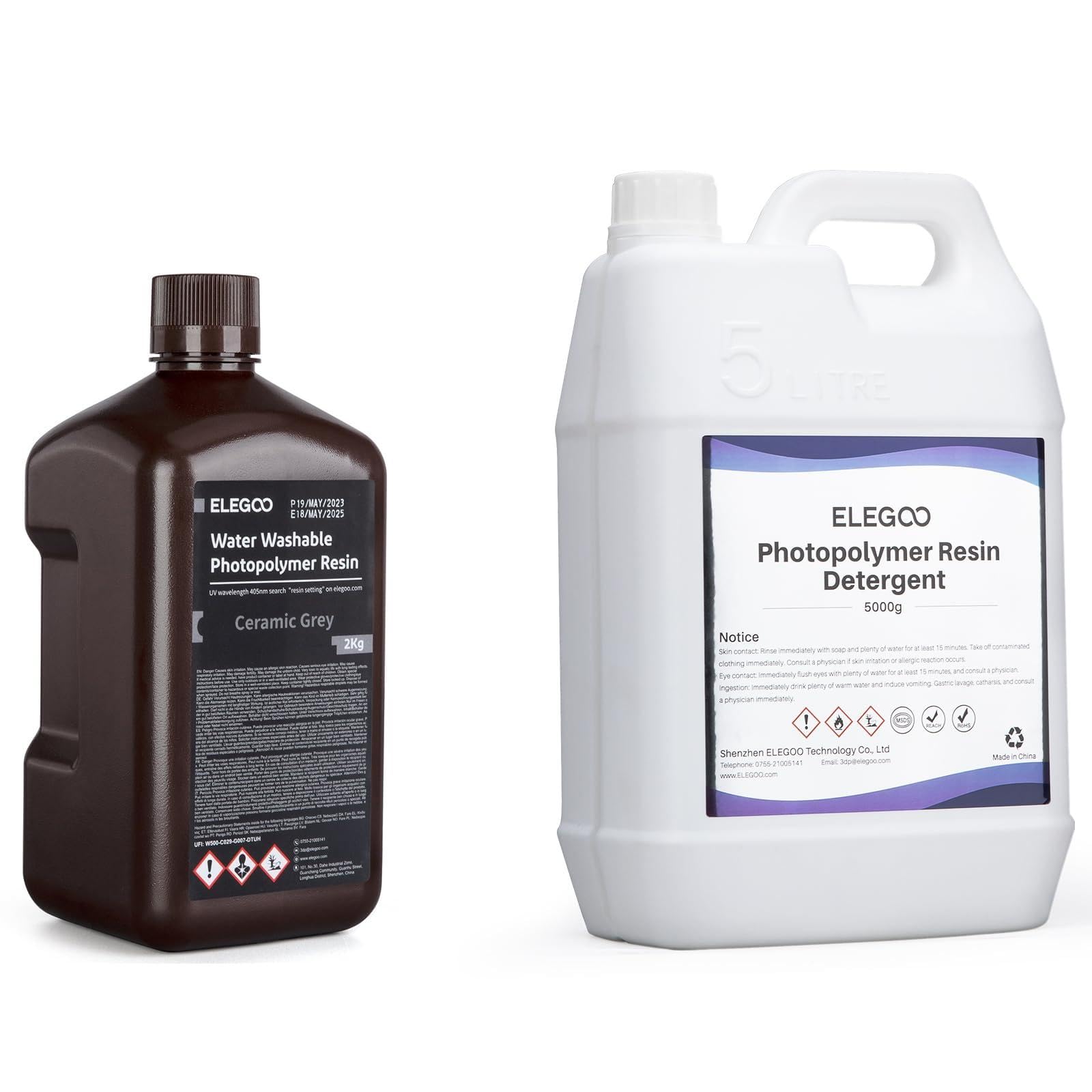 Amazon.com: ELEGOO Water Washable 3D Printer Resin Grey 2000g and ...