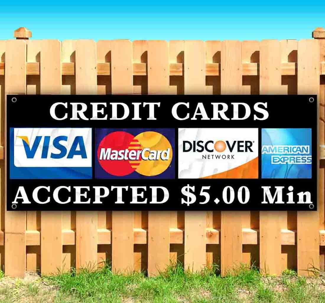 Amazon.com : Credit Cards Accepted Banner 13 oz | Non-Fabric | Heavy ...